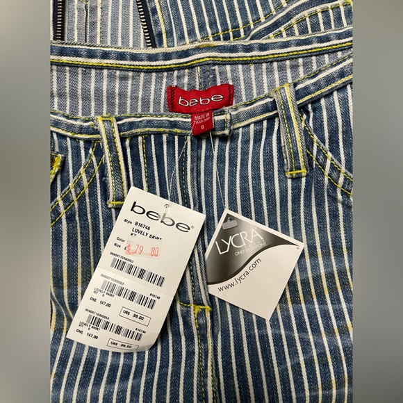 bebe | Jackets & Coats | Bebe Striped Denim Jacket And Skirt Set | Poshmark